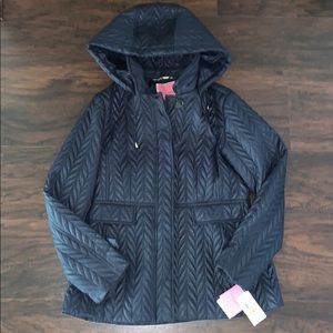kate spade | Jackets & Coats | Nwt Kate Spade Navy Quilted Hooded Moto ...